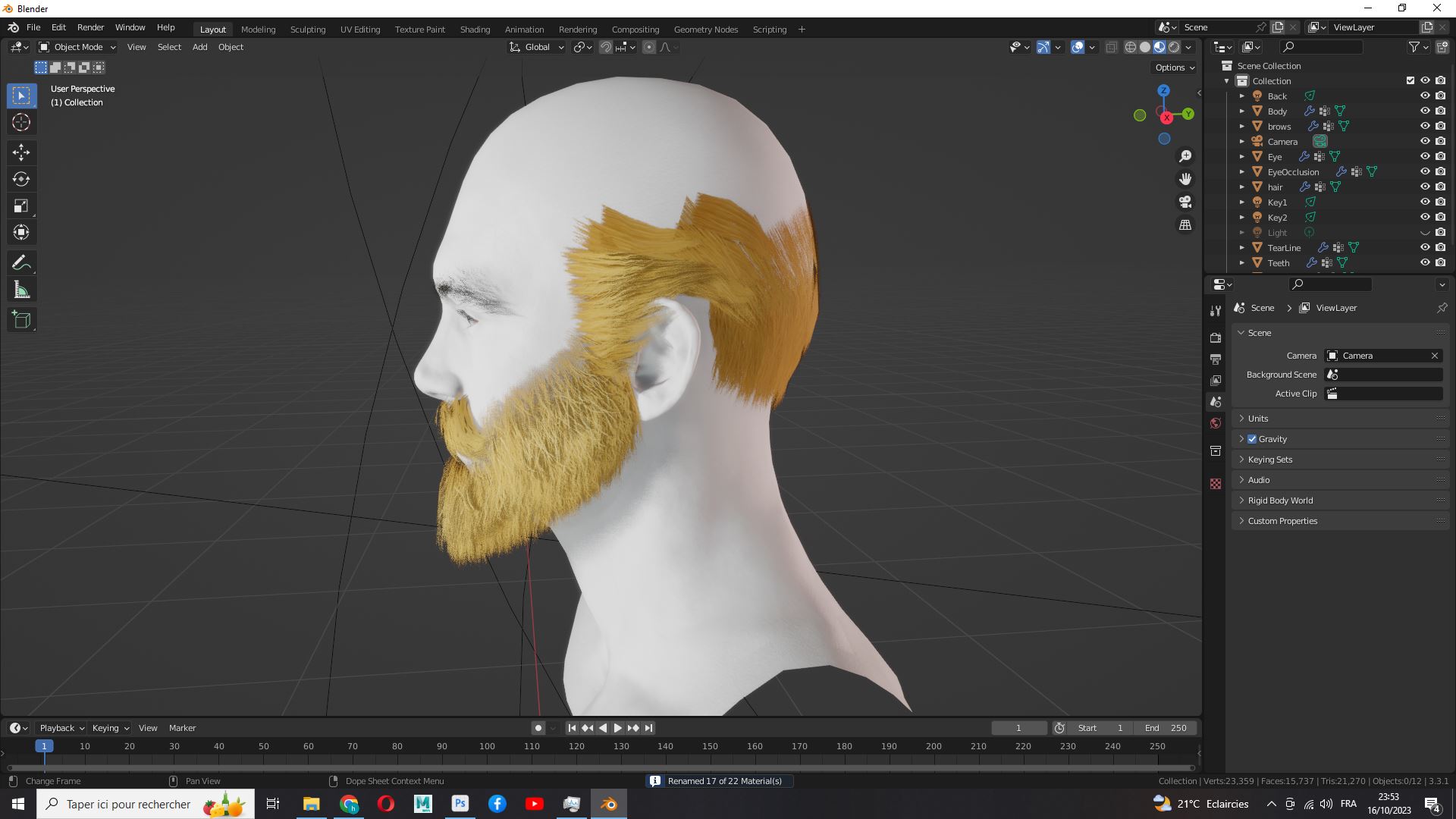 Half Blad Hair - Beard - Mustache Low-poly - Blender Market