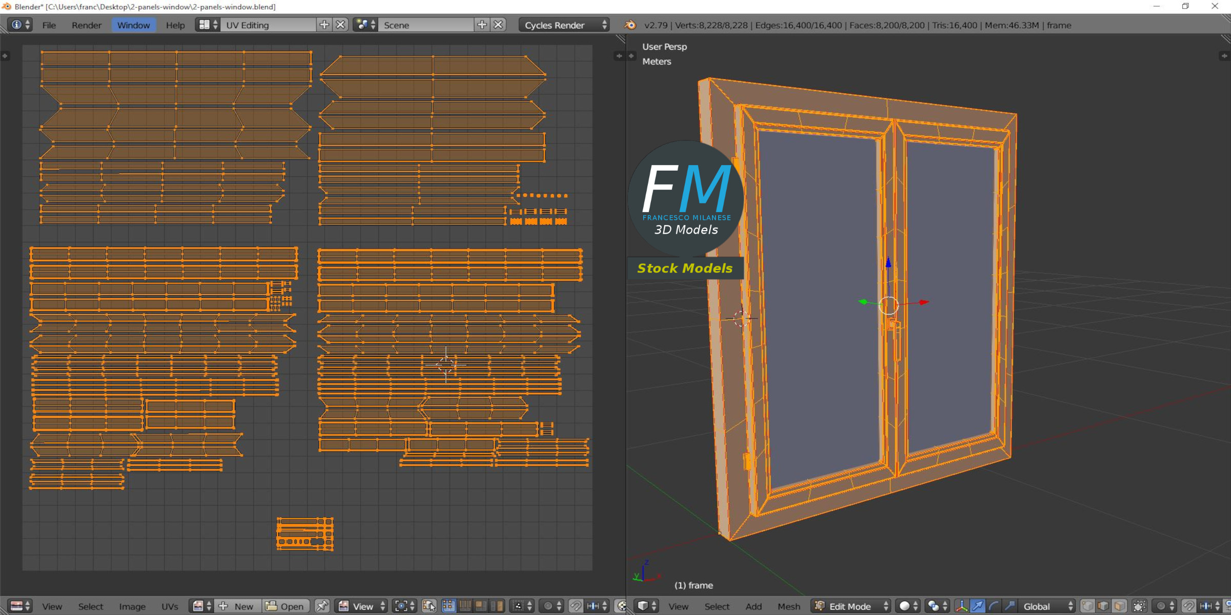 2 panels window - Blender Market