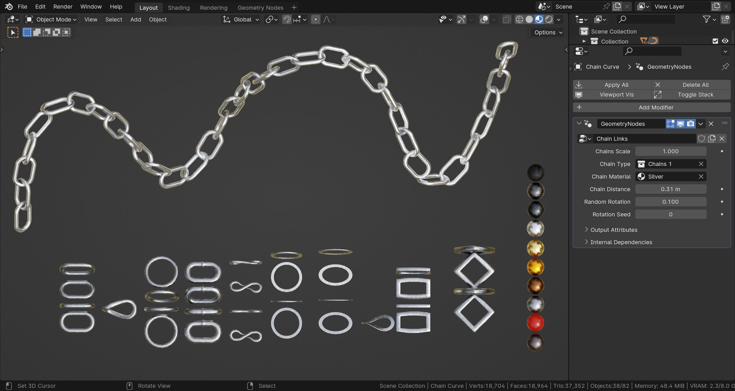 Customizable Chain Links 🔗 Geometry Nodes - Blender Market