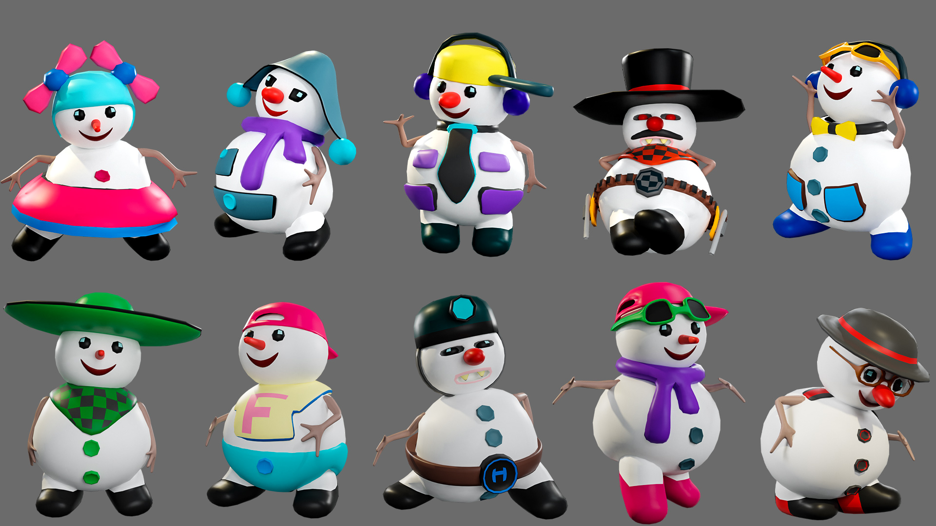 Cartoon characters-snowmen - Blender Market
