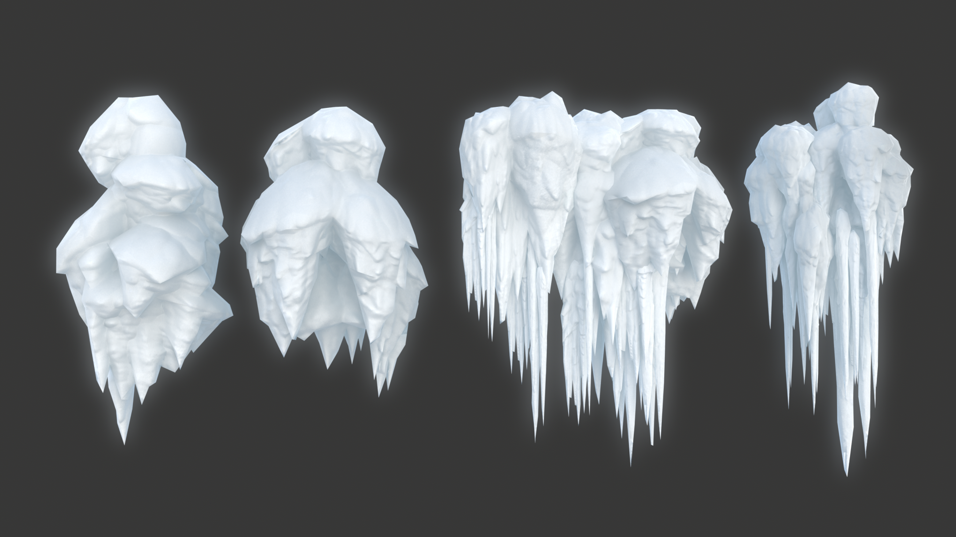 42 Low poly Ice Cave Modulars - 240103 - Blender Market