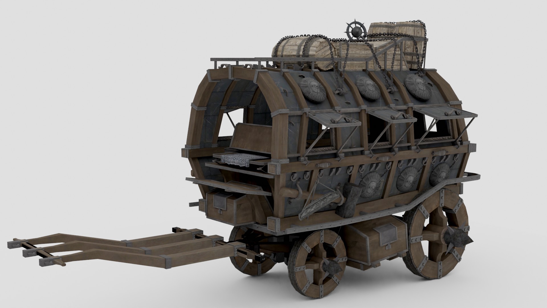 Wooden Wagon - Wooden Carriage - Blender Market
