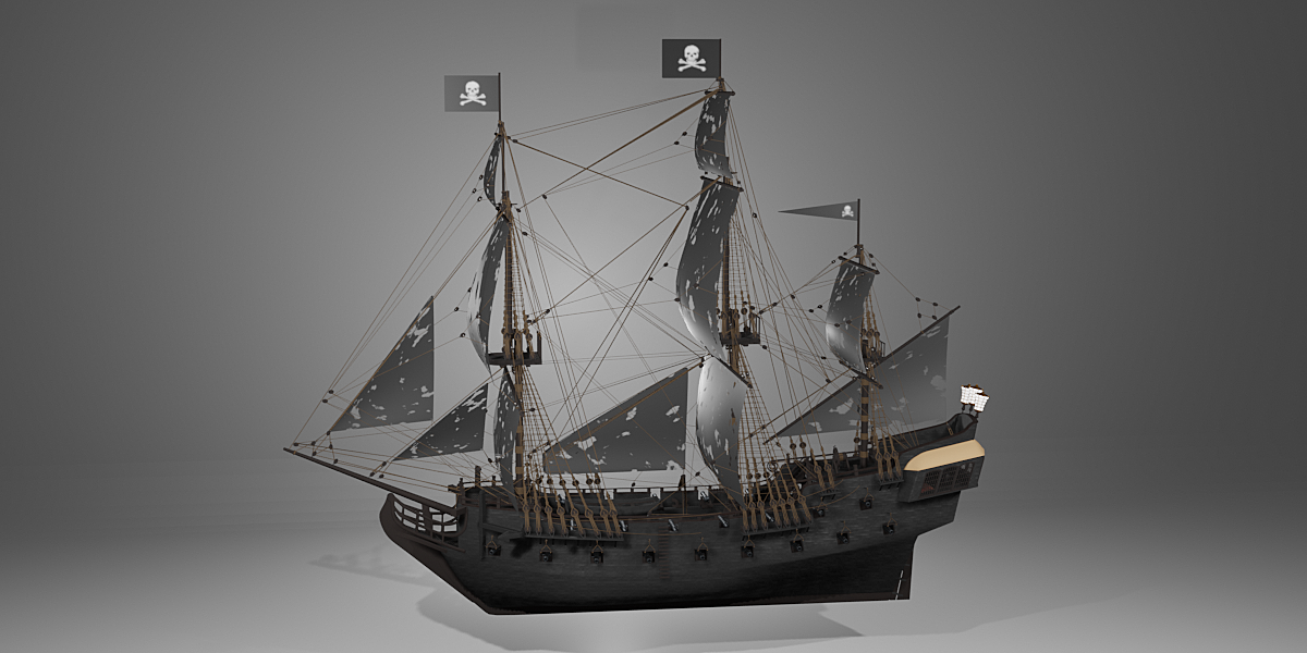 Black Pearl Ship 3d Model