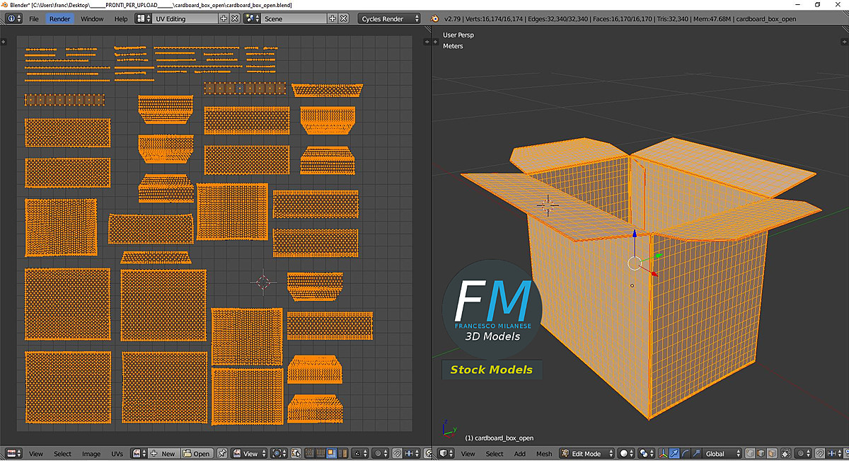 Cardboard box open - Blender Market