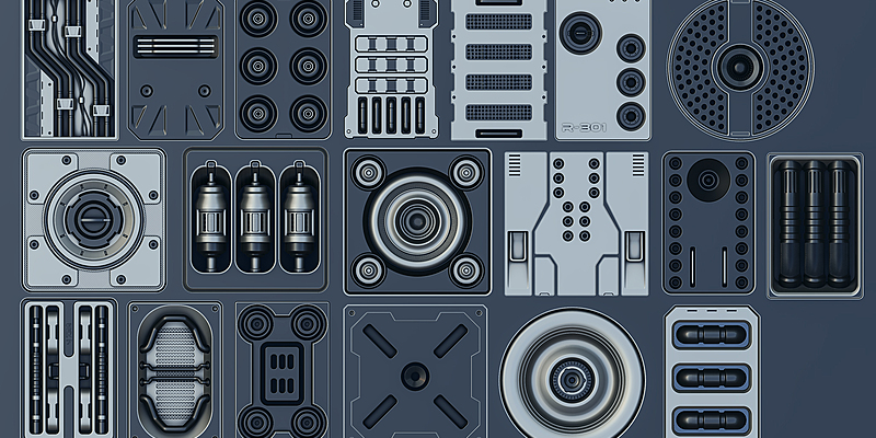 Scifi alpha decal panel pack v.2 - Decal Machine ready - Blender Market