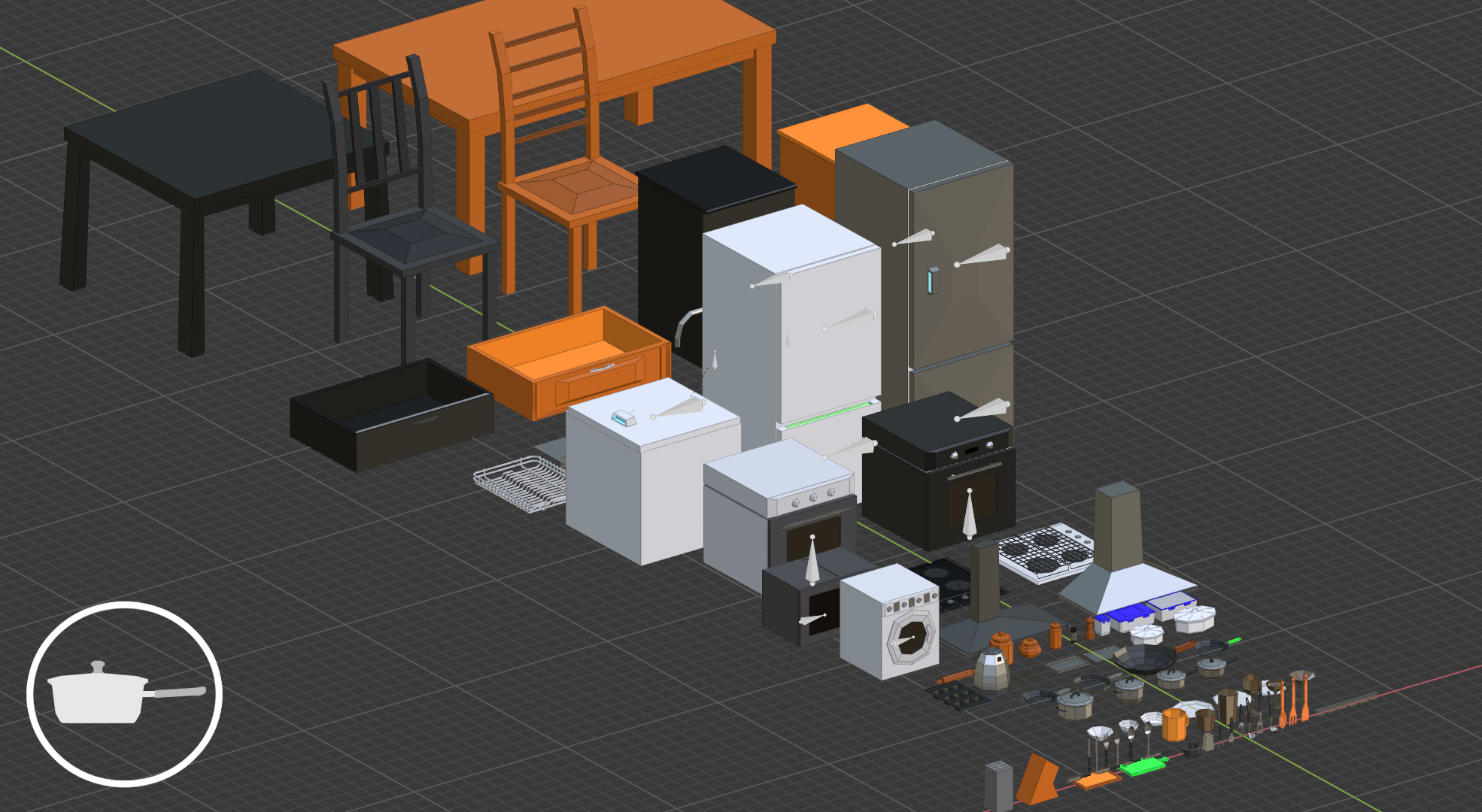 100 low poly kitchen assets - Superhive (formerly Blender Market)