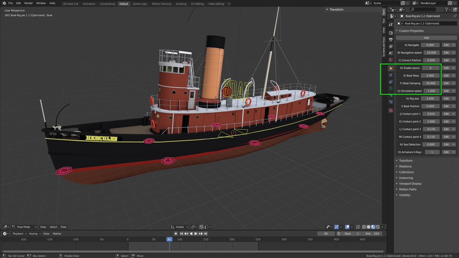 Blender船只绑定插件 Boat-Rig Pro V1.3b - CG3DA