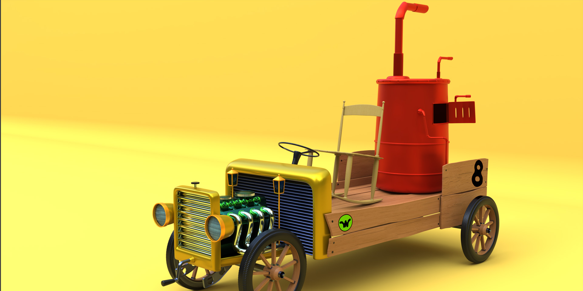 Race Car 08 Arkansas Chuggabug from Wacky Races - Blender Market
