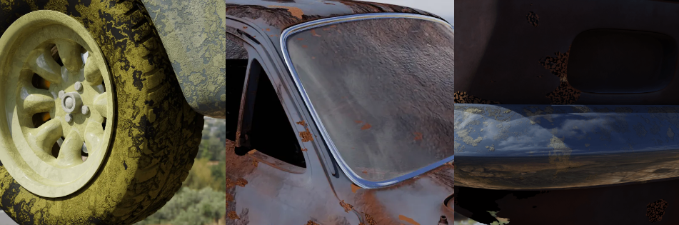 Procedural weathering and destruction vehicle shader | BlenderNation Bazaar
